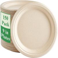 China 9 Inch Heavy-Duty 100% Compostable Plates Eco-Friendly Disposable Sugarcane Paper Plates for sale