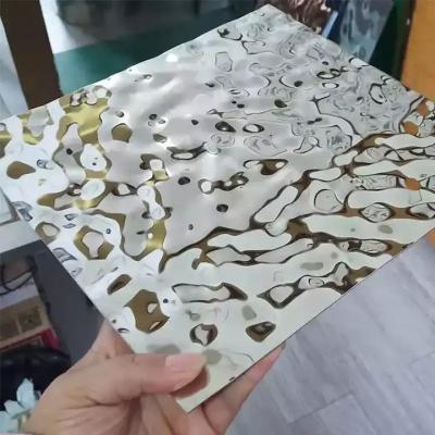 China 0.2mm Thickness Water Ripple Stainless Steel Sheet PVD Colour SS Plate Slit Edge for sale