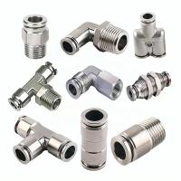 China Stainless Steel Pneumatic Air Fittings 1/8 3/4 BSPT BSPP NPT Male Thread Pneumatic Push In Air Pipe Tube Fittings for sale