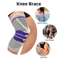 China 3D Knit Knee Brace with Silicone Patella Pad & Spring Stabilizers, Bamboo Charcoal Fiber Compression Knee Sleeve for Running, Gym, Arthritis, Joint Pain Relief, Sports Knee Support for Men Women for sale