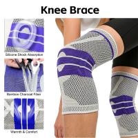 China 3D Knit Knee Brace with Silicone Patella Pad & Spring Stabilizers, Bamboo Charcoal Fiber Compression Knee Sleeve for Running, Gym, Arthritis, Joint Pain Relief, Sports Knee Support for Men Women for sale
