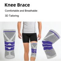 China 3D Knit Knee Brace with Silicone Patella Pad & Spring Stabilizers, Bamboo Charcoal Fiber Compression Knee Sleeve for Running, Gym, Arthritis, Joint Pain Relief, Sports Knee Support for Men Women for sale