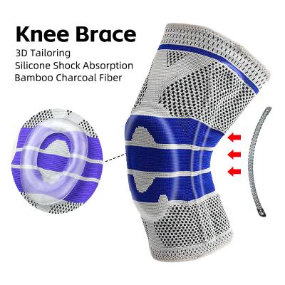 China 3D Knit Knee Brace with Silicone Patella Pad & Spring Stabilizers, Bamboo Charcoal Fiber Compression Knee Sleeve for Running, Gym, Arthritis, Joint Pain Relief, Sports Knee Support for Men Women for sale