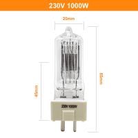 China 230V 1000w Quartz Halogen Light GY9 5 Marine Searchlight Bulbs 85mm for sale