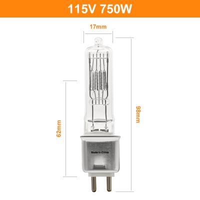 China G9.5 Base Bi Pin Halogen Bulb 3200k 750 Watt 115v Tungsten Stage Spotlight Back Light for sale