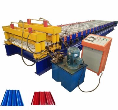 China Color Steel Roof Tile Roll Forming Machine PLC System AF - 828 with Pressing for sale