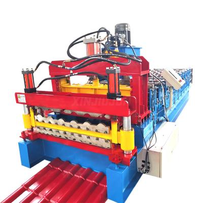 China Double Layer Galvanized Tile Roofing Sheet Making Machine Chain Drive for sale