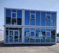 China Glass Curtain Wall Prefabricated Steel Frame Office Container Showroom House for sale