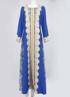 China Low Moq Clothing Manufacturer Lady Long Sleeve Maxi Dress Dubai Gown Print Dress Muslim Robe for sale