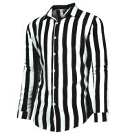 China Small Quantity Clothing Production Men'S Long Sleeve Casual Striped Shirt for sale
