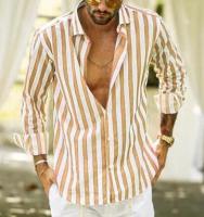 China Small Quantity Clothing Production Men'S Long Sleeve Casual Striped Shirt for sale