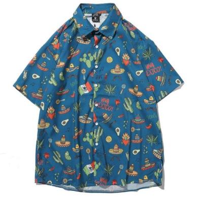 China Custom Clothing Manufacturers Men'S Standard - Fit Short - Sleeve Printed 100% Polyester Shirt for sale