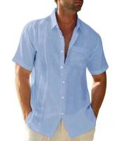 China Wholesale Clothing Manufacturers Men'S Short Sleeve Casual Shirt With Pocket black Color for sale