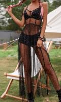 China Sling Mesh Bikini Cover Up Sexy Slim Dress Sleeveless Solid Pattern for sale