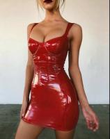 China Small Quantity Clothing Factory Sexy Shiny Wrap Bust Sling Dress With Zipper for sale
