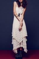 China Oem Apparel Manufacturers Women'S Sleeveless Lace Floral Elegant Cocktail Dress Crew Neck Long Dress for sale