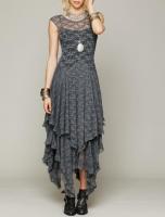 China Oem Apparel Manufacturers Women'S Sleeveless Lace Floral Elegant Cocktail Dress Crew Neck Long Dress for sale