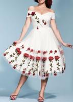 China Low Minimum Clothing Manufacturer Women'S Evening Off Shoulder Sleeveless Lace With Embriodery Dresses for sale