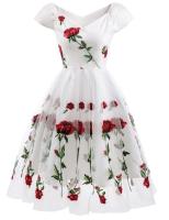 China Low Minimum Clothing Manufacturer Women'S Evening Off Shoulder Sleeveless Lace With Embriodery Dresses for sale