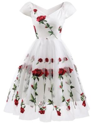 China Low Minimum Clothing Manufacturer Women'S Evening Off Shoulder Sleeveless Lace With Embriodery Dresses for sale