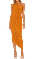 China Custom Apparel Manufacturer Ladies Sleeveless Long Slanted Shoulder Party Dress for sale