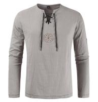 China Oem Clothing Manufacturer China 100% Linen Shirt Casual Long Sleeve With Drawstring for sale