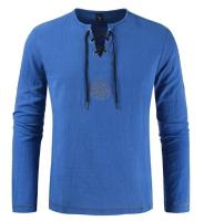 China Oem Clothing Manufacturer China 100% Linen Shirt Casual Long Sleeve With Drawstring for sale