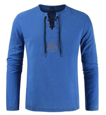 China Oem Clothing Manufacturer China 100% Linen Shirt Casual Long Sleeve With Drawstring for sale