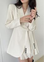 China Small Order Clothing Manufacturers Blazer Jackets For Women Long Sleeve Blazer Dress With Belt for sale