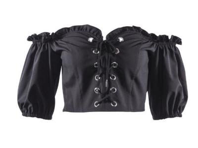 China Custom Clothing Factory China Women'S Sexy Slim Fit Off Shoulder Half Sleeve Blouse Tops With Zipper for sale