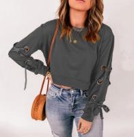 China Custom Clothing Factory China Women'S Fall Sweatshirt With Lace - Up Loose Long Sleee Hoodies for sale