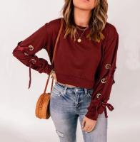 China Custom Clothing Factory China Women'S Fall Sweatshirt With Lace - Up Loose Long Sleee Hoodies for sale