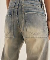 China Small Quantity Clothing Manufacturer Vintage Washed Street Unisex Jeans Raw Hem Bottom With Zipper for sale