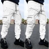 China Small Quantity Garment Manufacturer Sports Trousers Velcro Slacks With Reflective Strips for sale