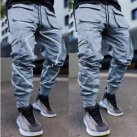 China Small Quantity Garment Manufacturer Sports Trousers Velcro Slacks With Reflective Strips for sale
