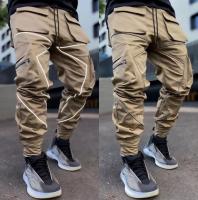 China Small Quantity Garment Manufacturer Sports Trousers Velcro Slacks With Reflective Strips for sale