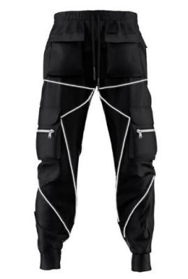 China Small Quantity Garment Manufacturer Sports Trousers Velcro Slacks With Reflective Strips for sale