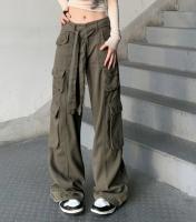China Small Quantity Clothing Factory Vintage Multi Pocket Cargo Pants Loose Straight Jeans Trousers for sale