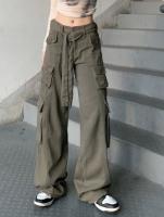 China Small Quantity Clothing Factory Vintage Multi Pocket Cargo Pants Loose Straight Jeans Trousers for sale