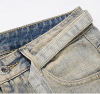 China Custom Clothing Manufacturers Men'S Multi Pocket Jeans Washed Distressed Loose Long Pants for sale