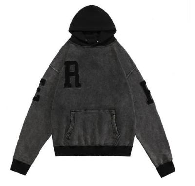 China Clothing Manufacturers For Small Orders Vintage Washed With Towel Embroidered Hooded Sweater Unisex for sale