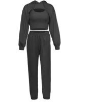 China Small Quantity Clothing Manufacturer Women'S Hoodie Loose Coat Vest With Pants Sports Jogging Three - Piece Suit for sale