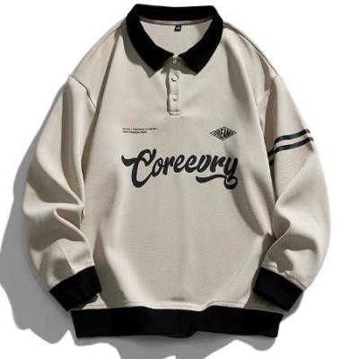 China Small Quantity Clothing Manufacturer Men'S Retro Lapel Pullover Long Sleeve 100% Poly With Print Sweatshirt for sale