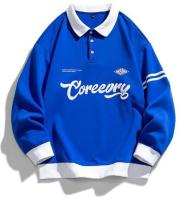 China Small Quantity Clothing Manufacturer Men'S Retro Lapel Pullover Long Sleeve 100% Poly With Print Sweatshirt for sale