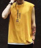 China Oem Apparel Manufacturers Men'S Round Neck Loose Sleeveless Vest Print Vest T - Shirt for sale