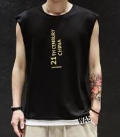 China Oem Apparel Manufacturers Men'S Round Neck Loose Sleeveless Vest Print Vest T - Shirt for sale