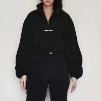 China Small Quantity Clothing Manufacturer Women'S Thickened Lamb Fleece Sweatshirt Short Half Turtleneck Zipper Sweater for sale