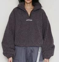 China Small Quantity Clothing Manufacturer Women'S Thickened Lamb Fleece Sweatshirt Short Half Turtleneck Zipper Sweater for sale