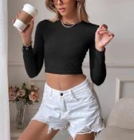 China Low Moq Clothing Manufacturer Women'S Sexy Backless Cropped Slim Fit Knit Long Sleeve Top for sale
