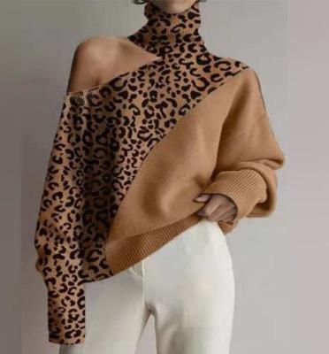 China Small Quantity Garment Manufacturer High Neck Off Shoulder Knitted Sweater Women'S Long Sleeve Top for sale